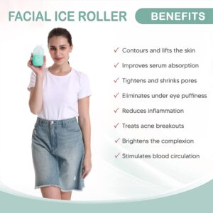 Cube Ice Roller for Face, Ice Facial Roller for Eyes Neck Naturally Tone and Tighten Skin, De-puff Eye Bags, Add a Healthy Glow Cryotherapy Enhance Skin Elasticity (sky blue）