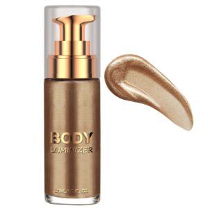 body luminizer, highlighter makeup waterproof moisturizing glow illuminator liquid foundation for face & body,smooth body shimmer lotion(#03 glistening bronze）