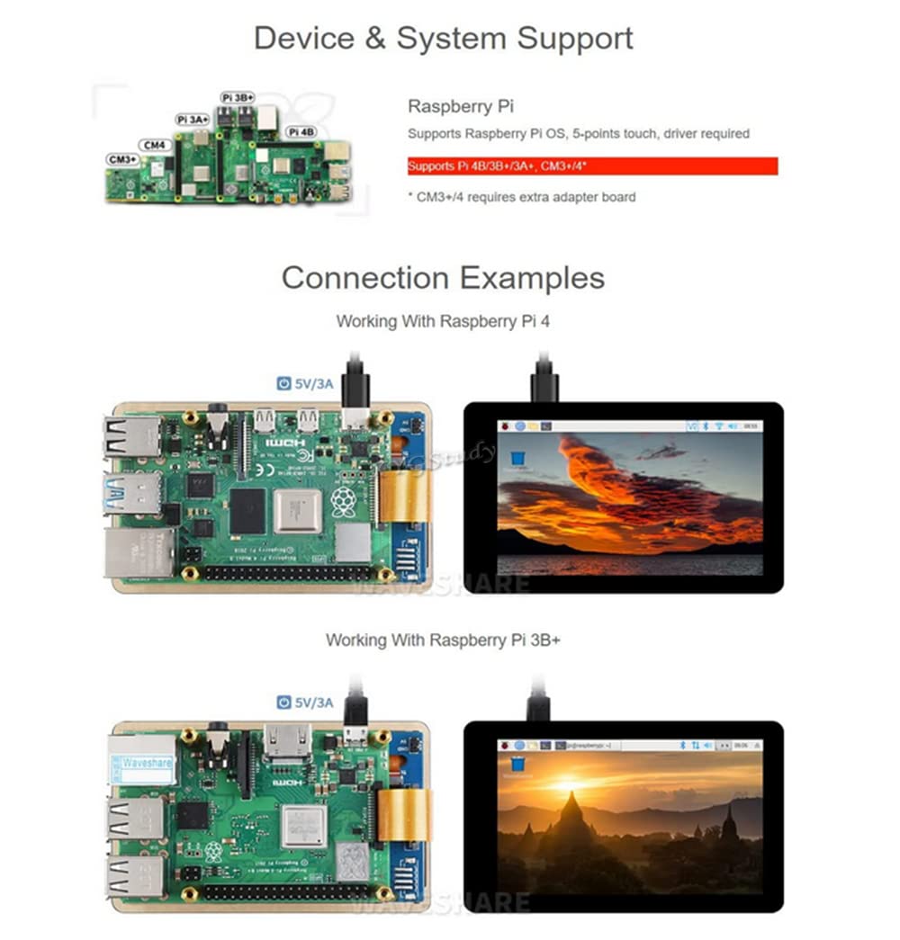 4inch IPS Capacitive 480×800 Touch Display LCD for Raspberry Pi 4B/3B+/3A+ CM3+/4 with DSI Interface Fully Laminated Screen Monitor @XYGStudy