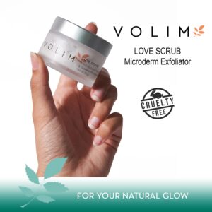 Volim Love Scrub with Hyaluronic Acid Natural Face Exfoliator for Wrinkles, Acne, Fine Lines, Blackheads & Clogged Pores