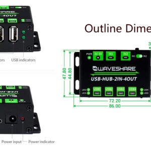 Industrial Grade USB HUB with 4X USB 2.0 Ports, Switchable Dual Hosts, Support Multi System Multi Protections ESD Protection TVS Diode Compatible with Linux, Windows 11/10 / 8.1/8 / 7 / XP