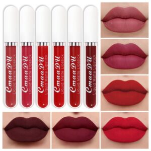 evpct cmaadu 6pcs liquid matte lipstick lipgloss set for women dark deep bright ruby blood brick plum mauve rose red labiales mate 24 horas originale matte larga duracion 24 hour lipstick long lasting