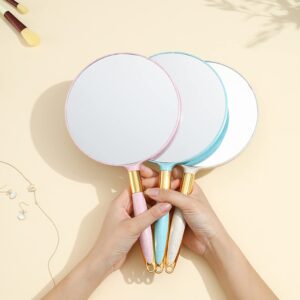 Eaoundm Round Hand Held Mirror for Makeup Hand Mirror (6.9W X 13 L inchs, White)