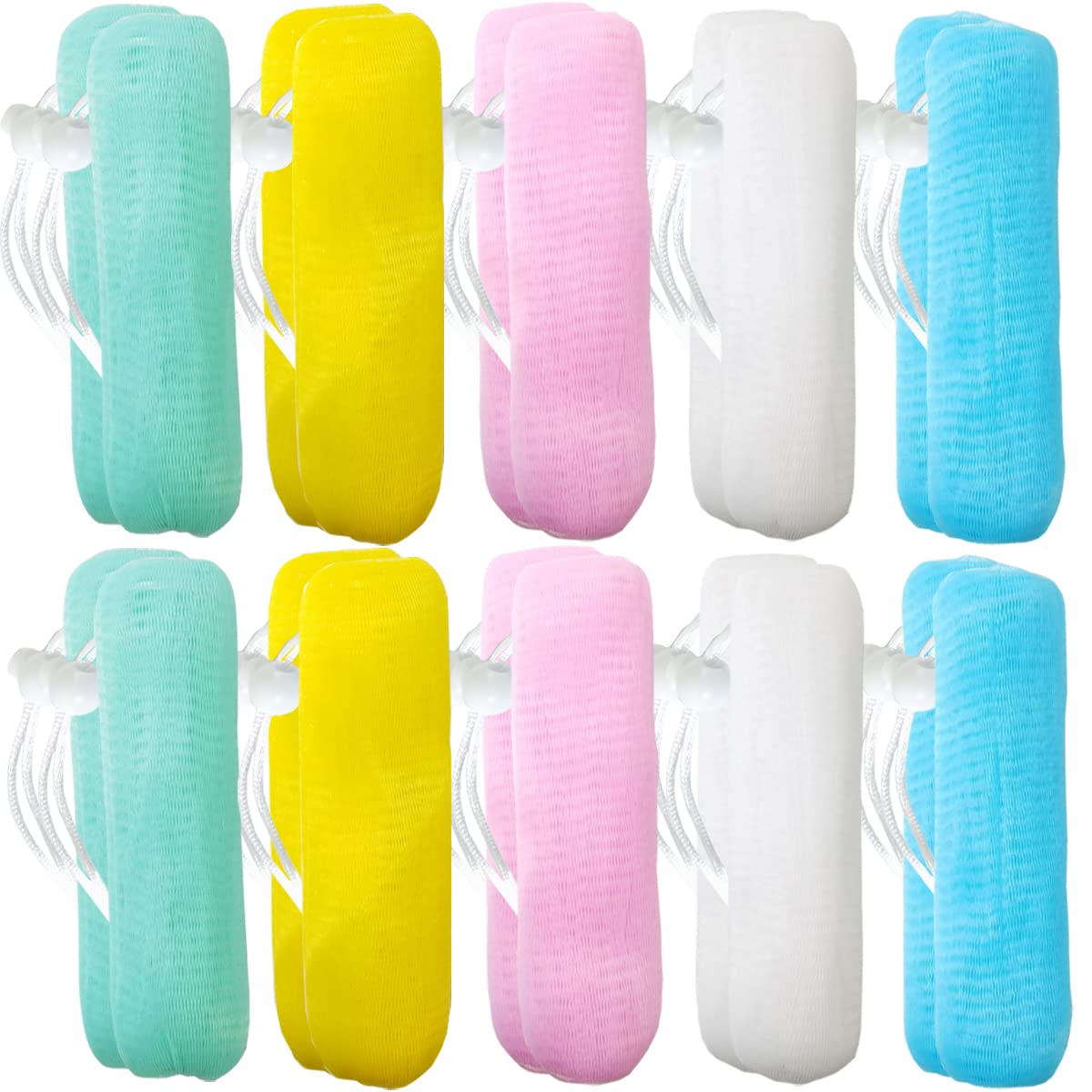 GXXMEI 20PCS Exfoliating Mesh Soap Pouch Mesh Soap Saver Bag Bubble Foam Net for Body Facial Cleaning Tool, 5 Colors