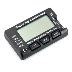 QWORK RC Cellmeter Controller Tester Voltage Tester, 7 Digital Battery Capacity Checker Compatible with LiPo Life Li-ion NiMH Nicd Battery