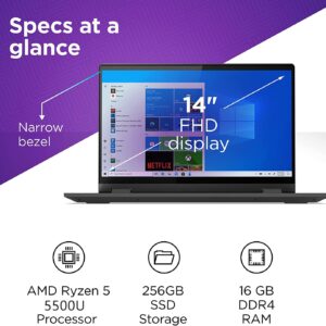 Lenovo Flex 5 14" FHD (1920 x 1080) 2-in-1 Touch Display, AMD Ryzen 5 5500U Processor, 6Cores, 16GB DDR4 RAM, 256GB NVMe SSD, AMD Radeon Graphics, Webcam, Windows 11 Home, Graphite Grey, Pen.