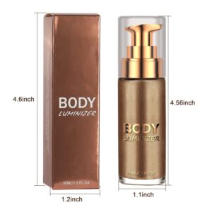 Body Luminizer, Highlighter Makeup Waterproof Moisturizing Glow Illuminator Liquid Foundation for Face & Body,Smooth Body Shimmer Lotion(#03 Glistening Bronze）