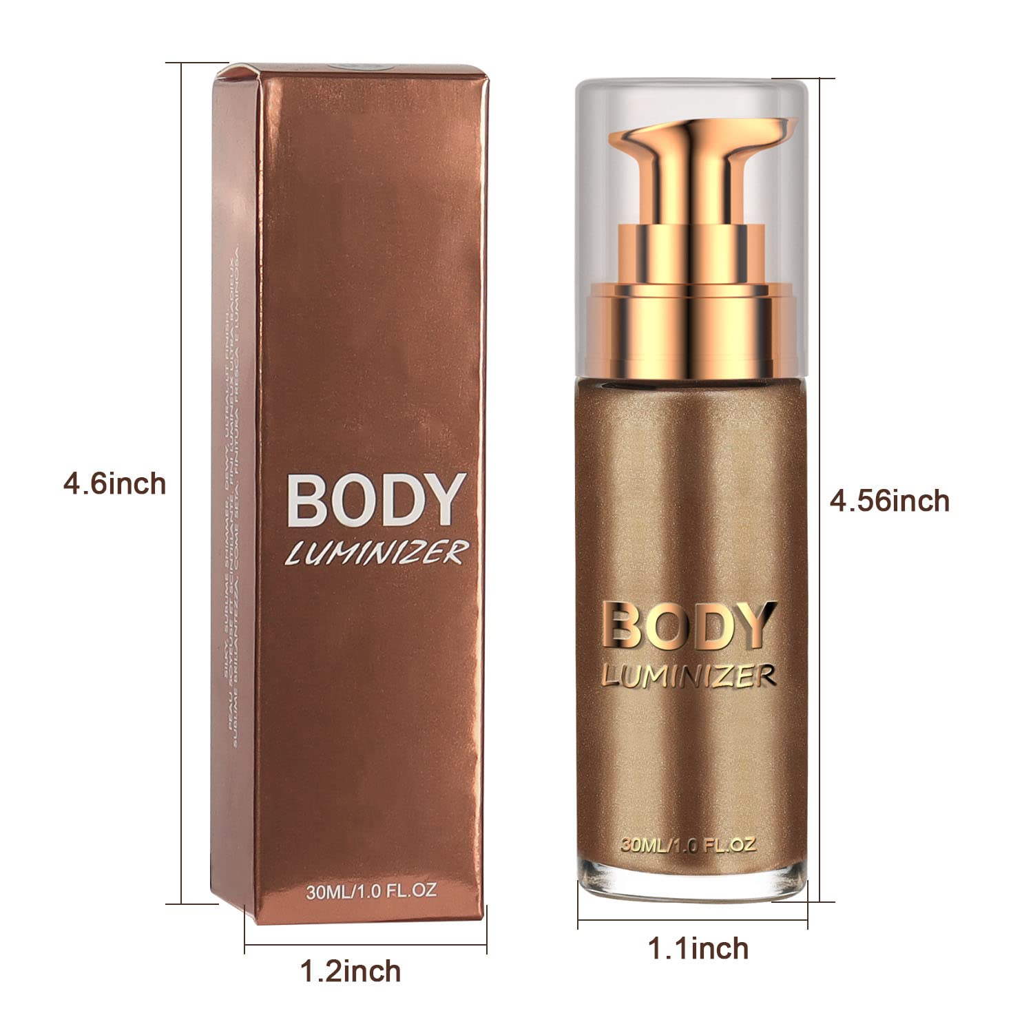 Body Luminizer, Highlighter Makeup Waterproof Moisturizing Glow Illuminator Liquid Foundation for Face & Body,Smooth Body Shimmer Lotion(#03 Glistening Bronze）