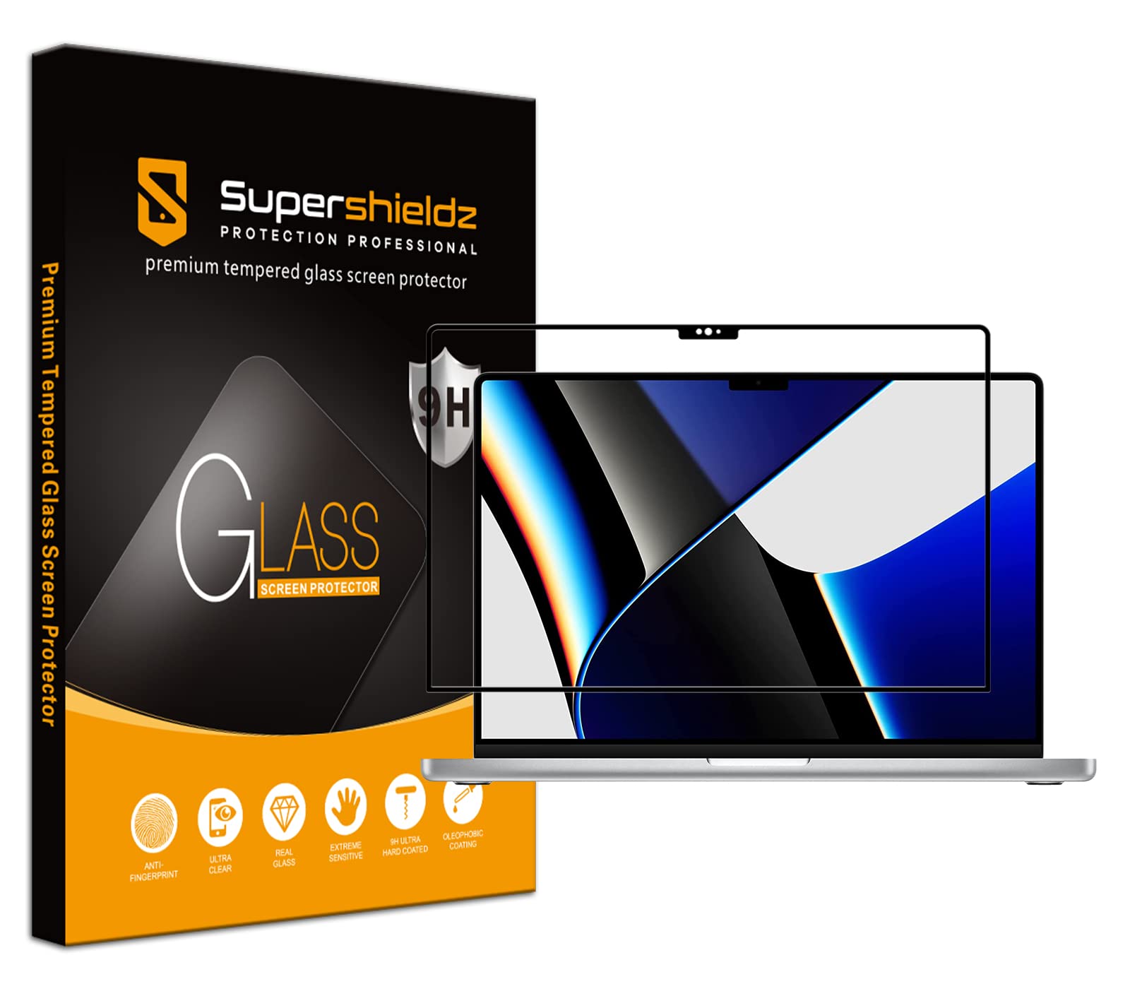 Supershieldz Designed for MacBook Pro 16 inch (M4, M3, M2, M1, Pro/Max) [2021-2024 Release] Tempered Glass Screen Protector, Anti Scratch, Bubble Free