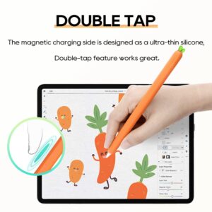 Case for Apple Pencil 2nd Generation Case Sleeve Soft Silicone Cute Carrot Design Protective Cover Holder Accessories Compatible with Apple Pencil 2nd Gen (Orange)