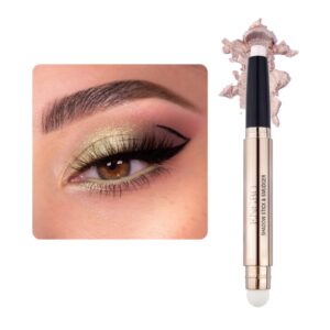 lokfar eye-shadow stick makeup cosmetics eye brightener stick, rotatable cream eye shadow pencil, glitter shimmer eyeshadow stick with soft brush for eye makeup (02# light gold shimmer)