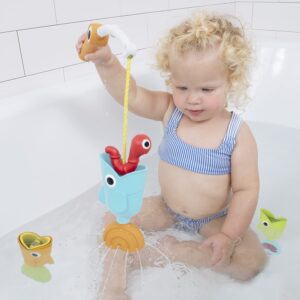 Yookidoo Toddler Baby Bath Magnetic Fishing Game Toy with Water Effects (Ages 2+) Includes 3 Moving Fish, Worm & Fishing Pole (4pc) Floating Fish Playset for Bath Time or Pool (Mold Free)