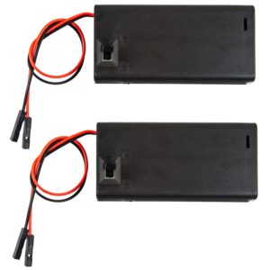 crazydiodes 2pcs battery holder 2 slots aa 1.5v total 3v battery box with female pin header on off switch