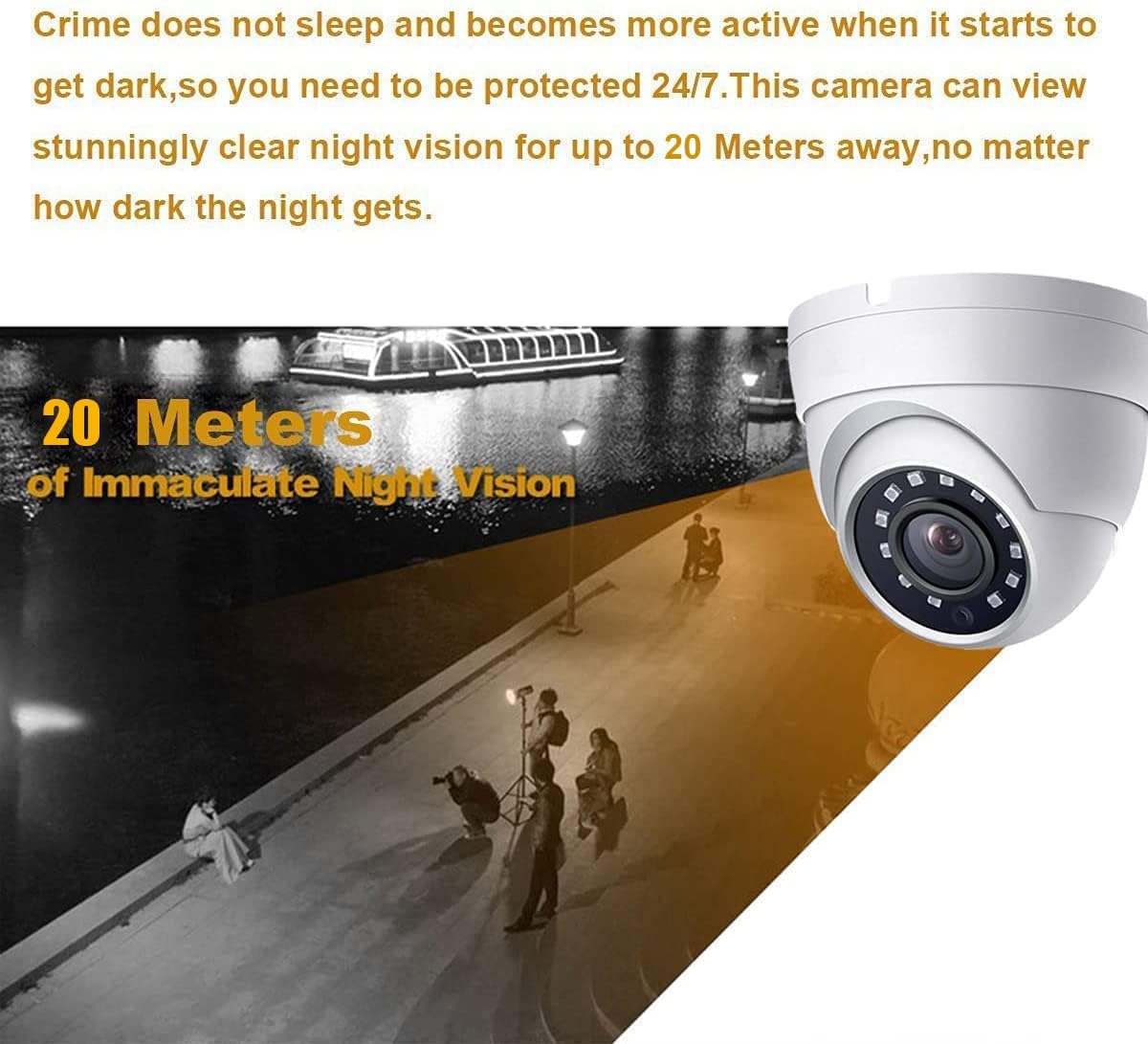 5MP Analog Coax Dome TVI CVI CCTV Surveillance Security Camera, 2.8mm 100° Wide Viewing Angle, 65ft IR Night Vision, Outdoor, Full Metal Housing, ONLY Compatible with 5MP and 8MP DVR