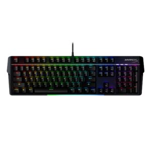 hyperx alloy mkw100 – mechanical gaming keyboard, dynamic rgb lighting, onboard memory to save lighting profiles, dust-proof mechanical switches, brushed aluminum frame, detachable wrist rest