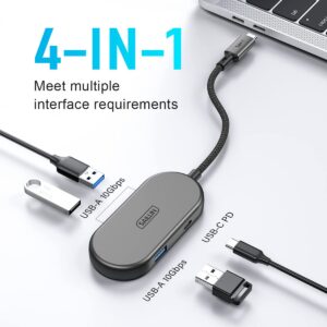 YBW 10Gbps USB C Hub, SAILLIN USB-C Hub with 3 USB 3.1/3.2 Gen 2 Ports and USB C 100W PD Charging Port, Super-Speed Thunderbolt/USB C to USB A Adapter Compatible with MacBook Pro/Air, XPS, and More