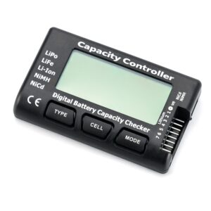 QWORK RC Cellmeter Controller Tester Voltage Tester, 7 Digital Battery Capacity Checker Compatible with LiPo Life Li-ion NiMH Nicd Battery