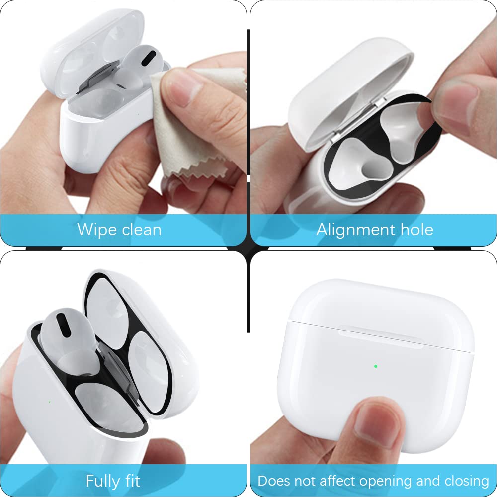 Dust Guard for Apple AirPods 3 Case Box, Senbos Metal Sticker Protection Film Dust-Proof Metal Cover for AirPods 3rd Generation, Ultra Slim, Luxurious Looking, Protect from Iron/Metal Shavings