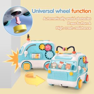 Qizebaby Multifunctional Toddler Toy Cars, Baby Toys 12-18 Months, Crawling Toys with Lights & Sounds & Music, Toys for 1 2 3 Year Old Boys Girls Toddlers, 1 2 3 Year Old Toy Gifts