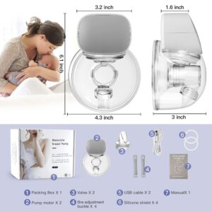 Kompoll Wearable Breast Pump Double Electric Breast Pump 24 mm Hands-Free Breast Pump 2 Mode & 5 Levels Portable Breast Pump Electric Worn in-Bra Wireless Breast Pump Breastfeeding Gray