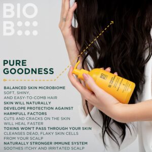 BioB Natural Hair Shampoo with Prebiotics - Vegan Shampoo without Chemicals - Vanilla Shampoo Dry Hair - Shampoo for Scalp Psoriasis Seborrheic Dermatitis Eczema Acne Anti Dandruff Treatment - 10oz