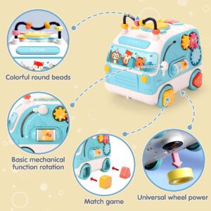 Qizebaby Multifunctional Toddler Toy Cars, Baby Toys 12-18 Months, Crawling Toys with Lights & Sounds & Music, Toys for 1 2 3 Year Old Boys Girls Toddlers, 1 2 3 Year Old Toy Gifts