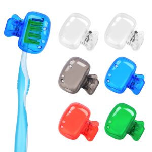 waenerec 6 pack toothbrush covers portable toothbrush protector coverings clips toothbrush storage head cover cap for kids bathroom home travel toothbrush case