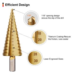 WEAVERBIRD Drill Bit Set - Step Drill Bit Set (3Pcs) and Serrated Drill Bit Set (3Pcs), Titanium Coated HSS Multifunctional Drill Set, 3-8mm Serrated Saw Drill Bit for Wood Metal Plastic