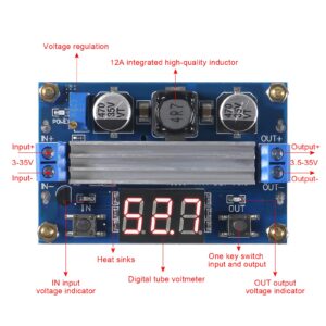 Coliao 3pcs LTC1871 DC-DC Step Up Booster Converter 3-35VDC to 3.5-35VDC 100W High Power Output with LED Voltmeter DC-DC Step Up Module Power Supply Voltage Regulator