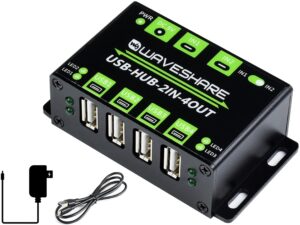 industrial grade usb hub with 4x usb 2.0 ports, switchable dual hosts, support multi system multi protections esd protection tvs diode compatible with linux, windows 11/10 / 8.1/8 / 7 / xp