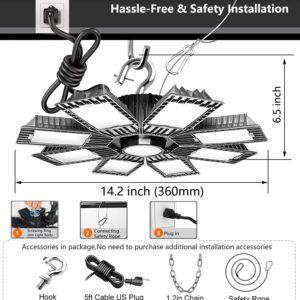 Fucoda LED Shop Light 250W Eqv 800W 35000lm High Bay Light, Daylight White No-Dimmable, Ceiling Hook Hanging LED Barn Light with 5ft US Plug, Ideal for Workshop, Shop, Garage, Warehouse (250W 4Pack)