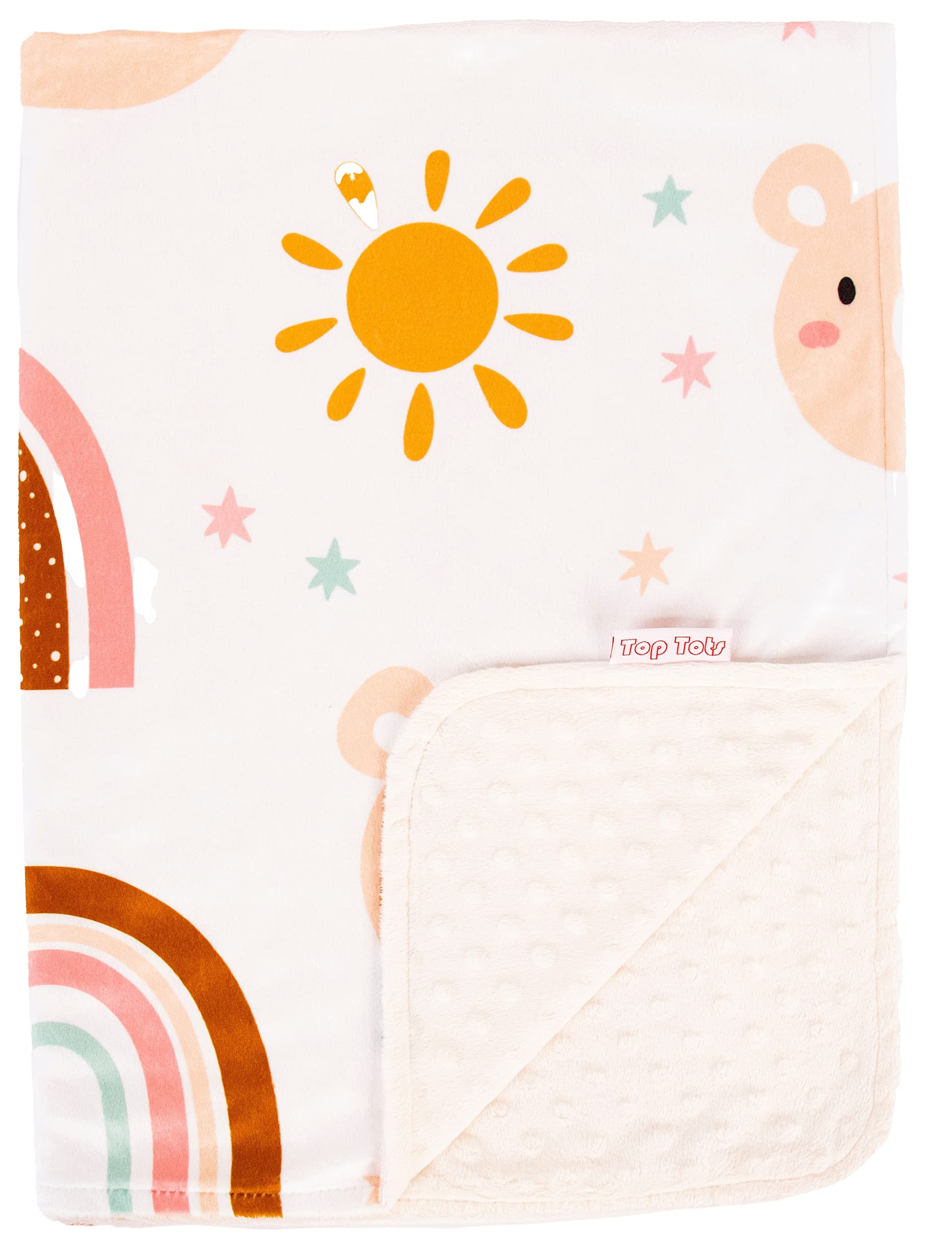 Top Tots Deluxe Minky Baby Blanket - Angel Wings, 40 x 29 Inch White