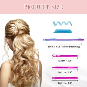 60pcs Heatless Hair Curlers Spiral and Wave Styling Kit 2 Styles No Heat Curlers with 2 Pieces Hooks for Women Girl's Short Medium and Long Hair((12 Inch/30 cm) Brown