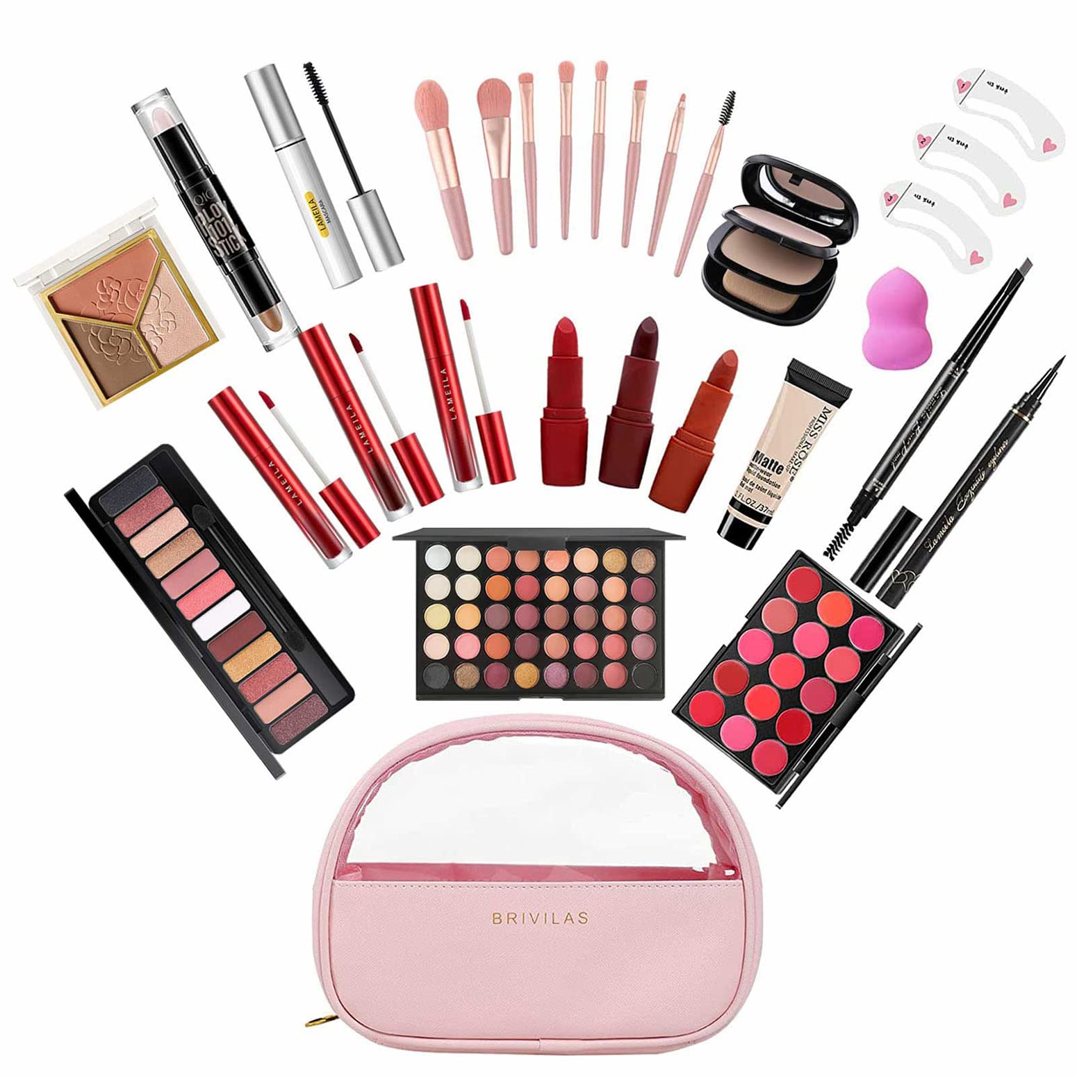 MISS ROSE M All In One Full Makeup Kit for Women, Multipurpose Makeup Sets, Beginners and Professionals Alike, Easy to Carry(Pink)