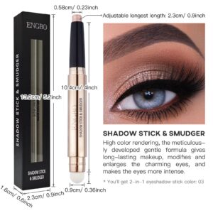 LOKFAR Eye-Shadow Stick Makeup Cosmetics Eye Brightener Stick, Rotatable Cream Eye Shadow Pencil, Glitter Shimmer Eyeshadow Stick with Soft Brush for Eye Makeup (03# Rose Gold Shimmer)