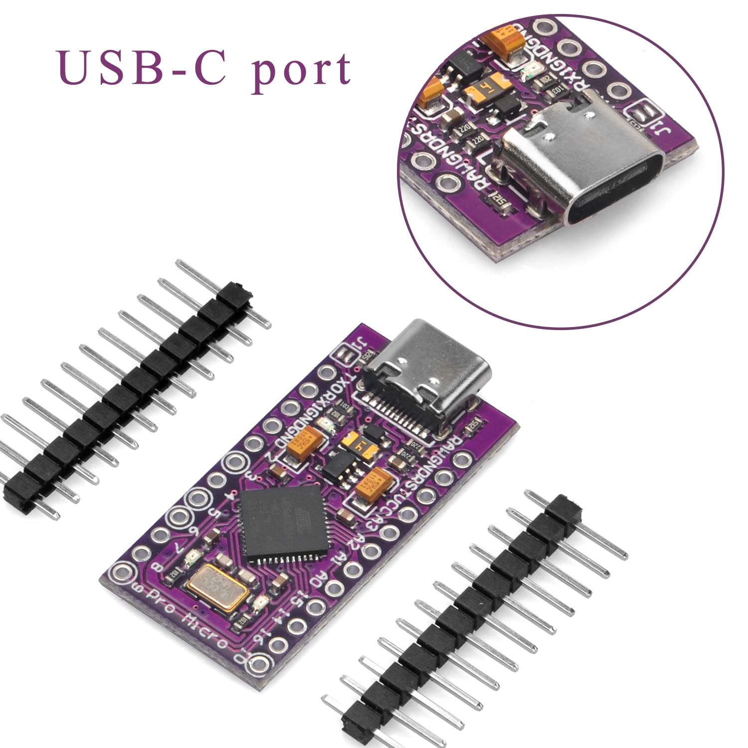 OSOYOO 3pcs Pro Micro Board ATmega32U4 Leonardo 5V/16MHz Module Board Type C Port for Arduino