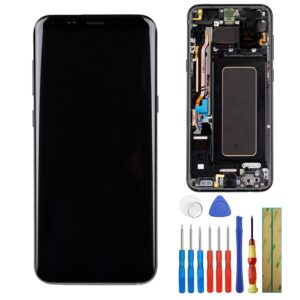 [no fingerprint support] new tft lcd screen compatible with samsung galaxy s8+ plus g955f g955p g955v g955t g955r4 lcd touch screen display assembly with frame + tools(black)