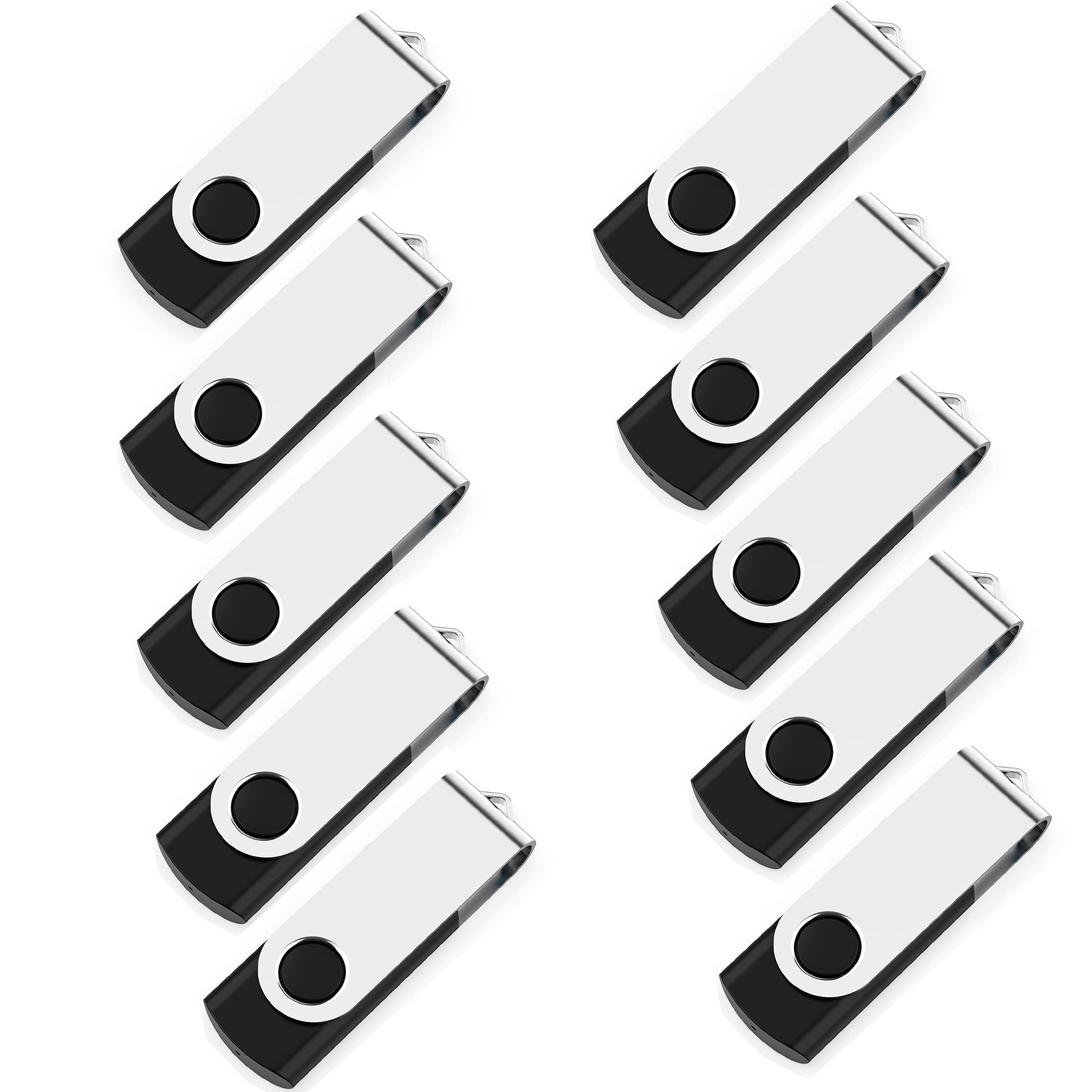 10 Pack 128MB USB Flash Drive Bulk Pack, Bulk USB 2.0 Flash Drives Thumb Drive Swivel Memory Stick Jump Drive Pen Drive Zip Drive