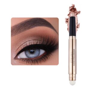 lokfar eye-shadow stick makeup cosmetics eye brightener stick, rotatable cream eye shadow pencil, glitter shimmer eyeshadow stick with soft brush for eye makeup (03# rose gold shimmer)