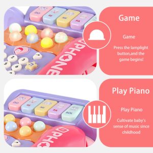 Children Telephone Toy Cartoon Simulated Landline Smartphone Drag Function Call Play Piano Early Education Music Learn Hit Hamster Children Enlightenment Brain Toys Creative Gift for Kids