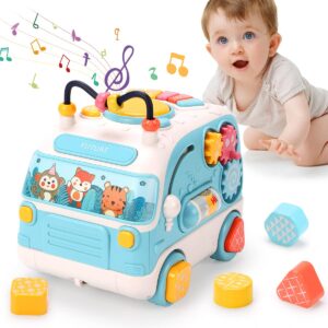 qizebaby multifunctional toddler toy cars, baby toys 12-18 months, crawling toys with lights & sounds & music, toys for 1 2 3 year old boys girls toddlers, 1 2 3 year old toy gifts