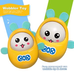 Serdios Musical Wobbler Toy,Roly-Poly Tumbler Toy,Tummy Time Toy,Sensory Toy for Baby 3-12 Months,Yellow