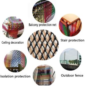 WYYZH Nylon Rope Safe Net Child Safety Net Balcony Staircase Protection Fence Safety Nets Outdoor Construction Safety Net Pet Safety Net Color : 8cm mesh, Size : 10x10m(33x33ft)