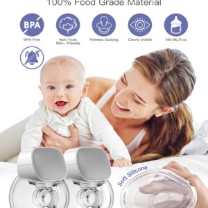 Kompoll Wearable Breast Pump Double Electric Breast Pump 24 mm Hands-Free Breast Pump 2 Mode & 5 Levels Portable Breast Pump Electric Worn in-Bra Wireless Breast Pump Breastfeeding Gray