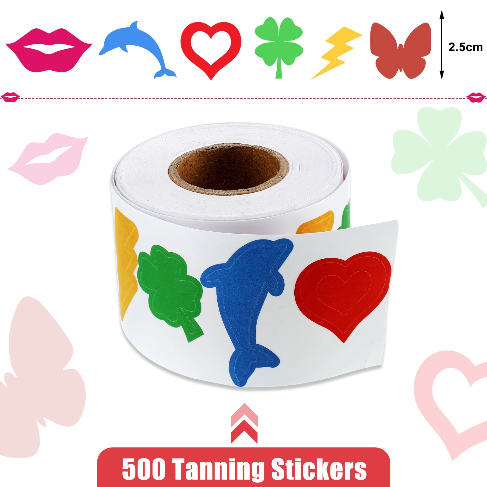 Crtiin Roll of 500 Pieces Tanning Stickers for Body Sunbathing Tanning Bed Stickers Self Adhesive Body Stickers for Tanning Stickers Outdoor Indoor Salon Supplies(Multi Pattern)