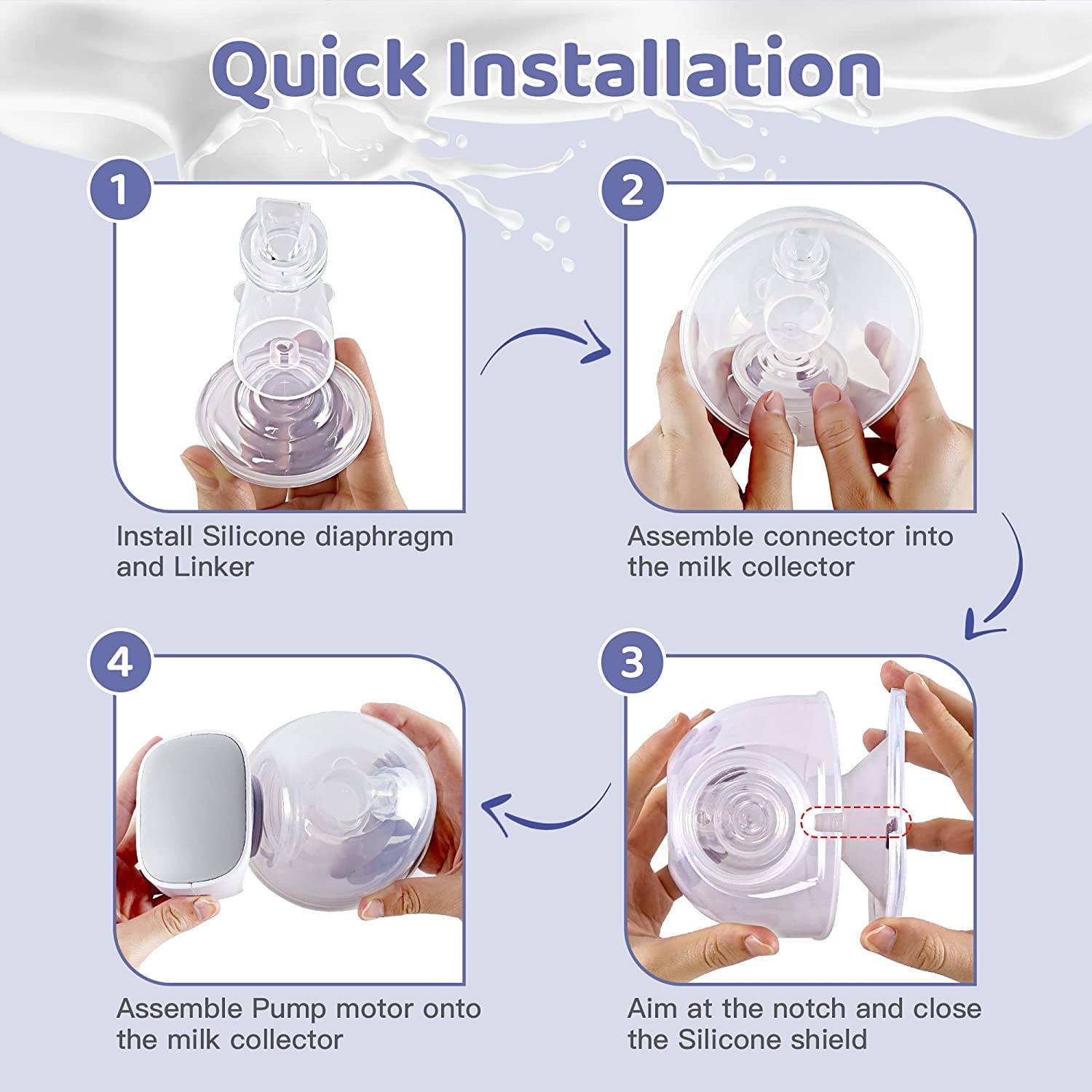 Kompoll Wearable Breast Pump Double Electric Breast Pump 24 mm Hands-Free Breast Pump 2 Mode & 5 Levels Portable Breast Pump Electric Worn in-Bra Wireless Breast Pump Breastfeeding Gray