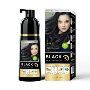 natural black semi-permanent 3-in-1 hair dye shampoo, 13.5 fl oz - 100% grey coverage, color shampoo