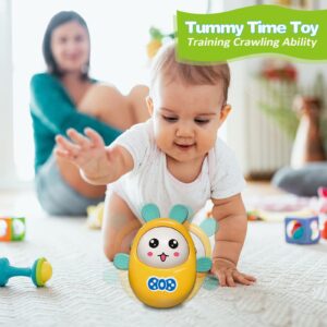 Serdios Musical Wobbler Toy,Roly-Poly Tumbler Toy,Tummy Time Toy,Sensory Toy for Baby 3-12 Months,Yellow