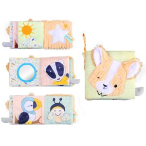 Babies Soft Books Crinkle Cloth Books for Babies Baby Teether Books High Contrast Baby Toys Touch and Feel Books for Infants Baby Toys (Dog)