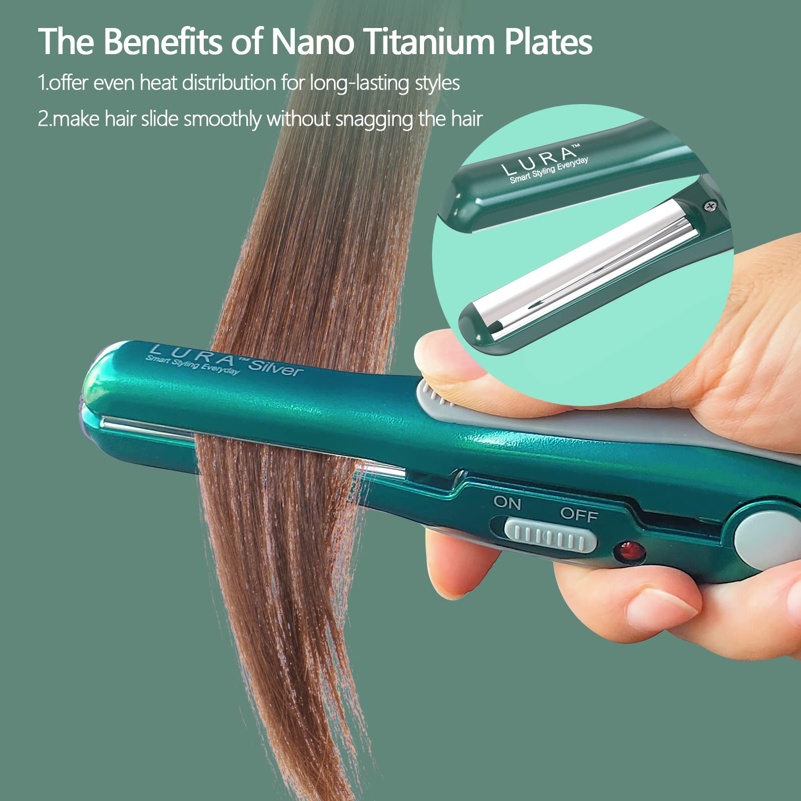 Small Flat Iron for Pixie Haircut:1/2 Inch Nano Titanium Curved Plates Straightener,Mini Travel Hair Straightener for Short Hair,Tiny Portable Hair Straightening Irons